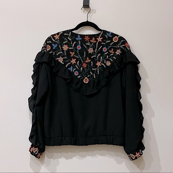 Zara | Jackets & Coats | Zara Embroidered Bomber Jacket | Poshmark